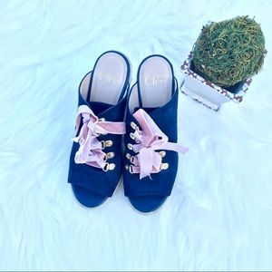 clee | Shoes | Clee Open Toe Espadrille Mule Lace Up Wedges Sz 7 | Poshmark